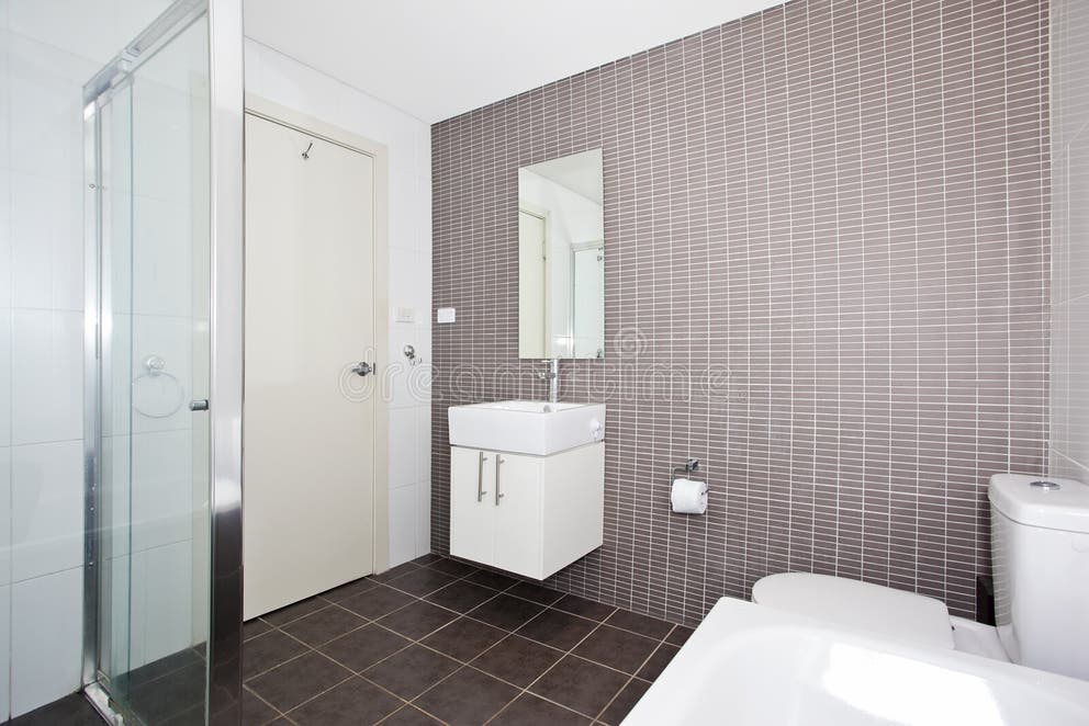 Stylish modern bathoom stock photo. Image of glass, basin - 21565218