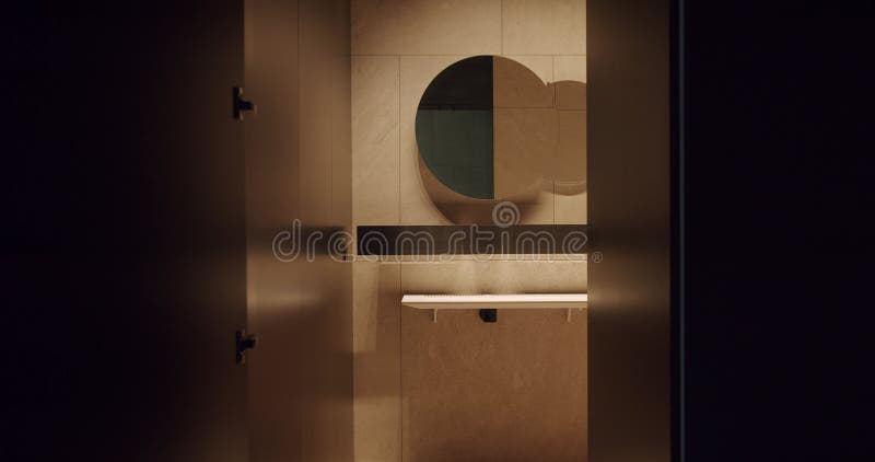 Stylish Modern Bathroom with Ambient Lighting and Elegant Design Stock ...