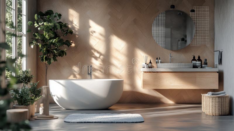 Stylish Modern Bathroom Design with a Clear Side Transforming into a 3D ...