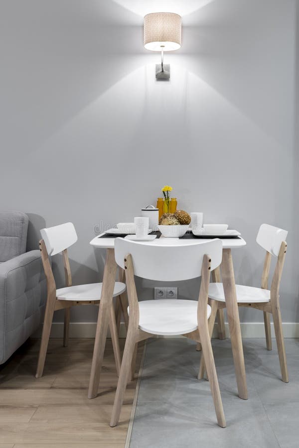 Stylish Modern Breakfest Table Stock Image - Image of lamp ...