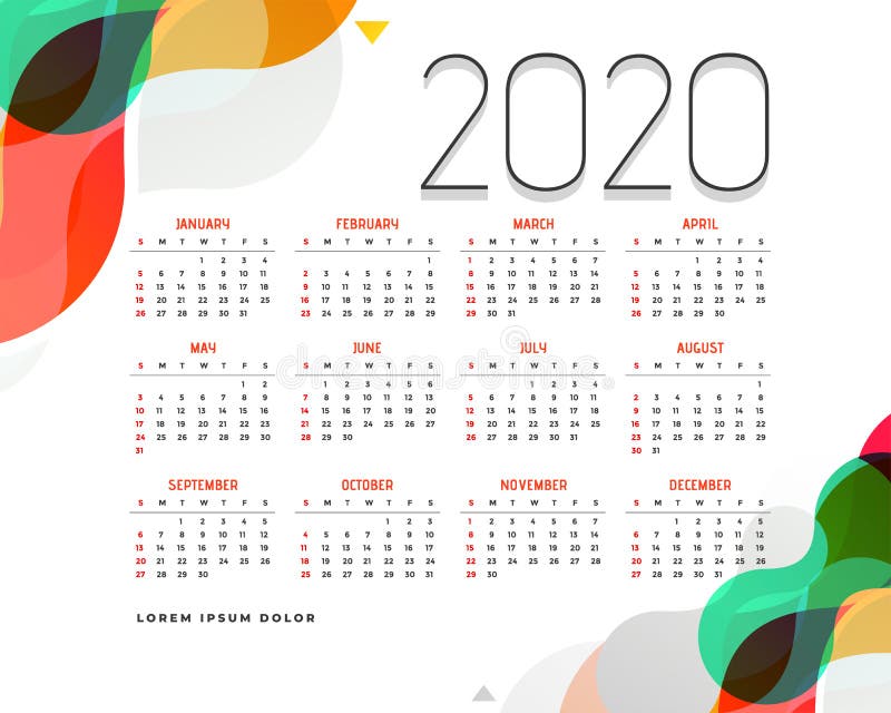 Stylish Modern 2020 Calendar Design Template Stock Vector ...