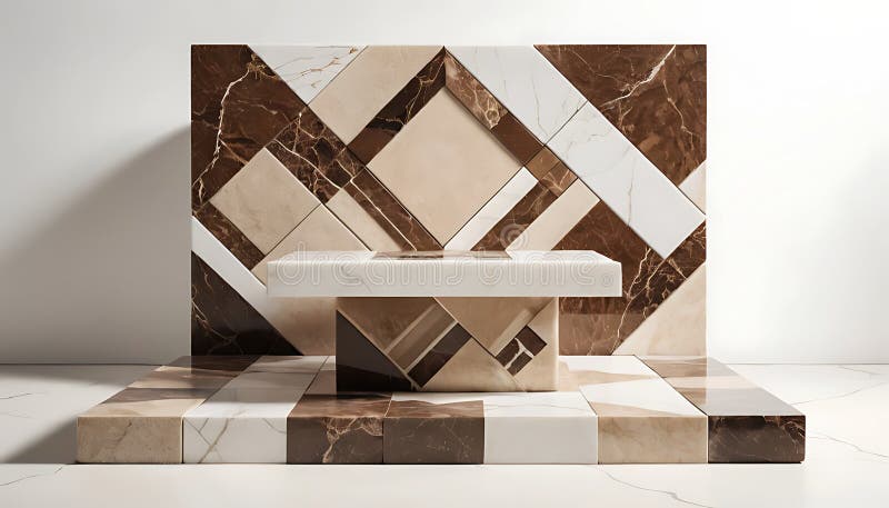 Modern Marble Platform Display with Geometric Tiles Stock Illustration ...