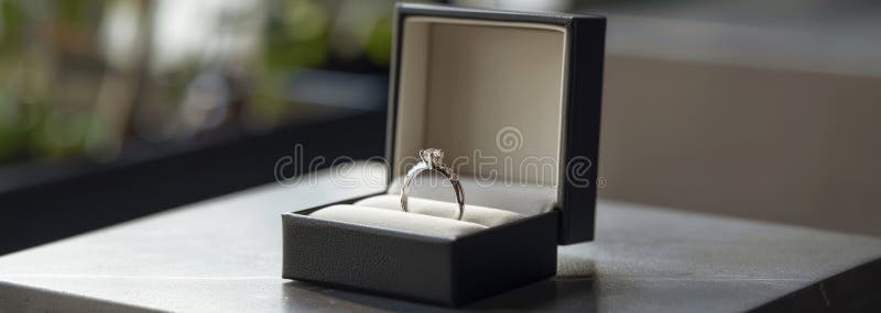 Stylish Modern Engagement Ring in Black Luxurious Presentation Box ...