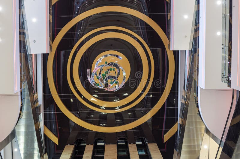 Stylish Modern Gilded Design Round in Mall Stock Image - Image of ...