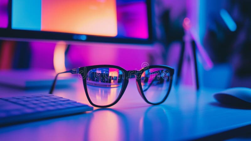 Stylish and Modern Glasses Placed on the Desk Showcasing Colorful ...