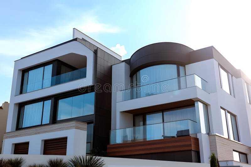 A Stylish Modern Home with Panoramic Windows and a Spacious Sky Area ...