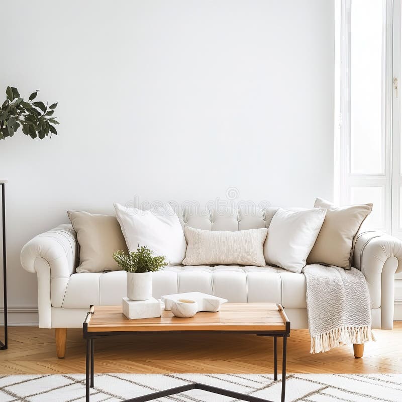 A Stylish and Modern Living Room Featuring a Cozy Couch with Charming ...