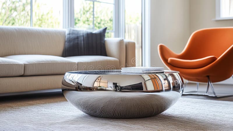 Stylish Modern Living Room Interior with Designer Coffee Table Stock Illustration - Illustration ...