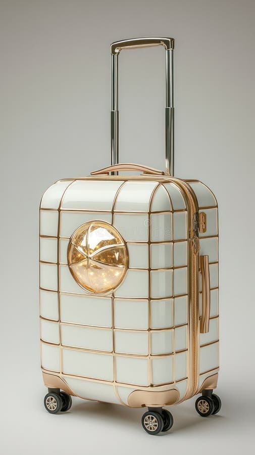 Luxury White and Gold Travel Suitcase Stock Image - Image of theme ...