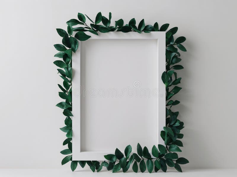 Stylish Modern Mockup with a White Rectangular Frame and Dark Green ...