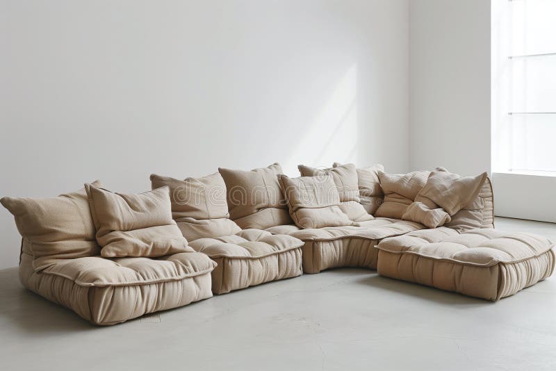 Stylish Modern Modular Sofa with Cushions in a Bright White Room ...