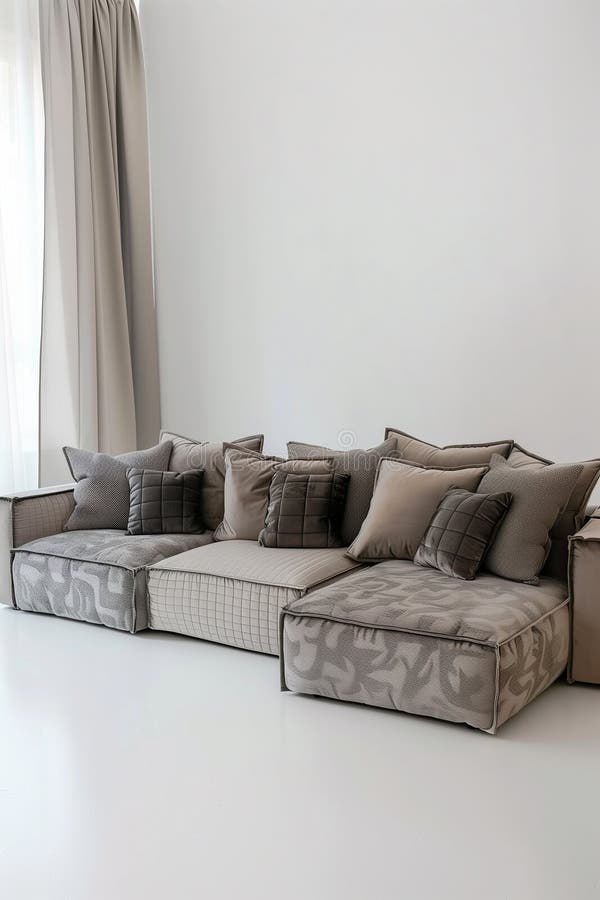Stylish Modern Modular Sofa with Cushions in a Bright White Room ...