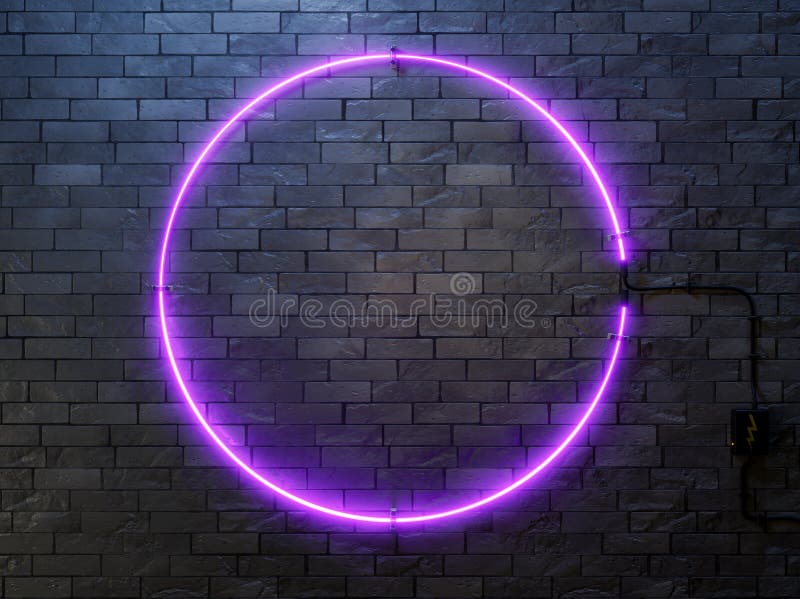 Stylish Modern Purple Neon Light Frame Circle Stock Photo - Image of ...