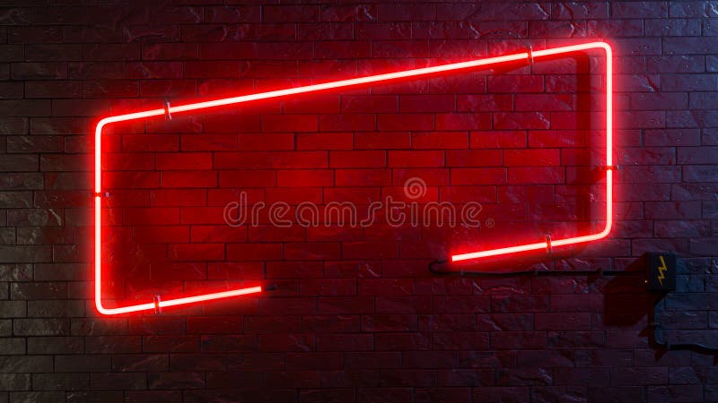 Stylish Modern Red Neon Light Frame Stock Photo - Image of lamp ...