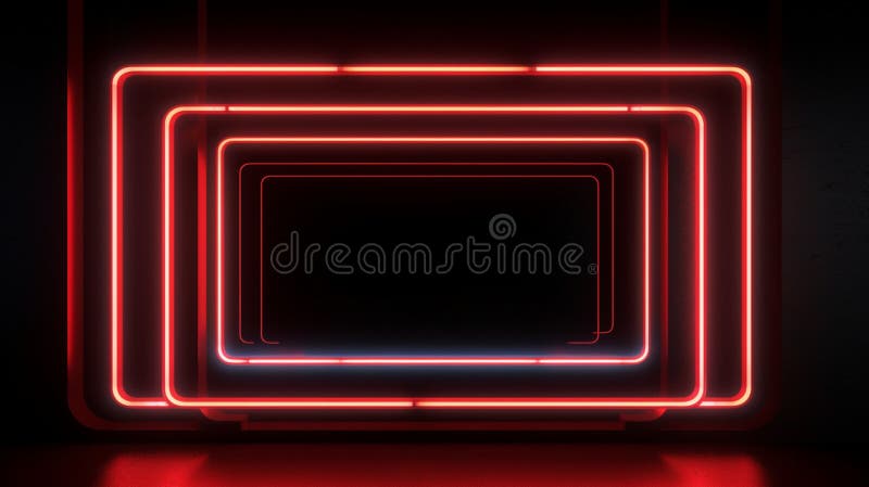 Stylish Modern Red Neon Light Frame Stock Illustration - Illustration ...