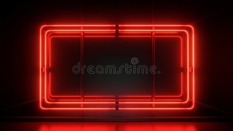 Stylish Modern Red Neon Light Frame Stock Illustration - Illustration ...