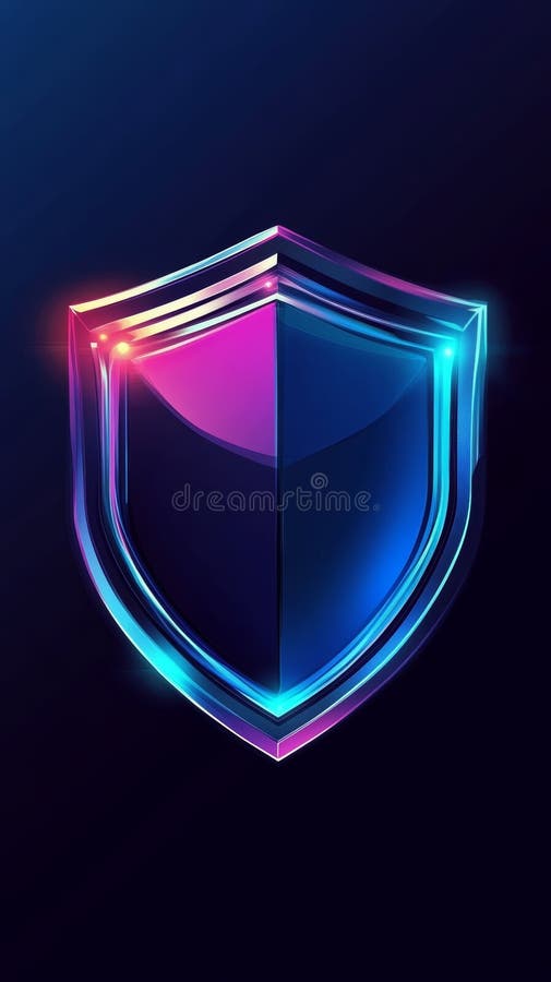 Stylish Modern Shield Icon with Vibrant Neon Effects Stock Illustration ...