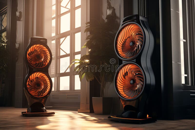 Stylish and Modern Tower Fans with Oscillation and Stock Illustration ...