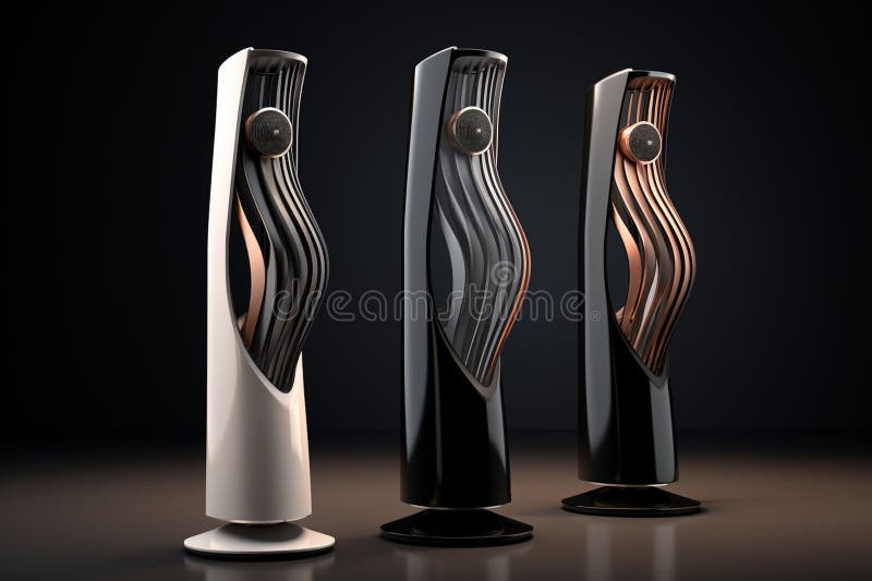 Stylish and Modern Tower Fans with Oscillation and Stock Illustration ...