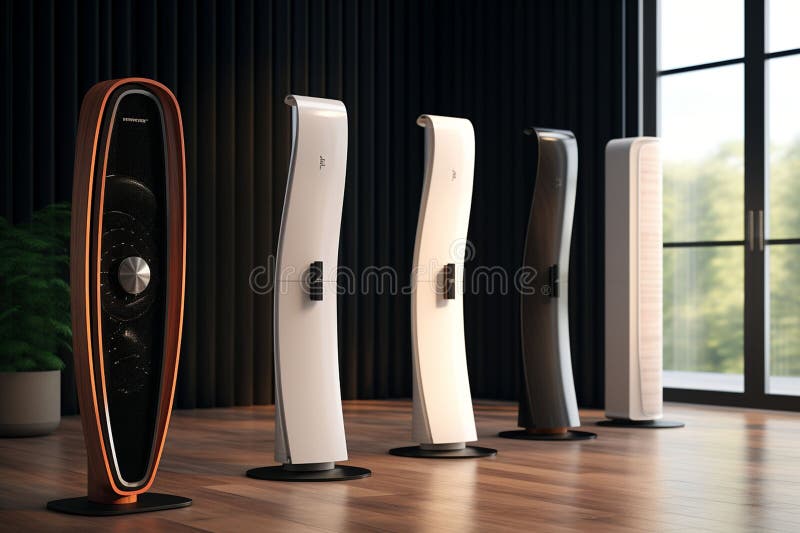 Stylish and Modern Tower Fans with Oscillation and Stock Illustration ...