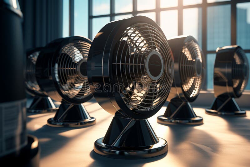 Stylish and Modern Tower Fans with Oscillation and Stock Illustration ...