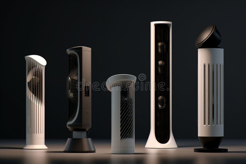 Stylish and Modern Tower Fans with Oscillation and Stock Illustration ...