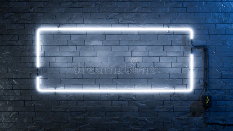 Stylish Modern White Neon Light Frame Stock Photo - Image of club ...