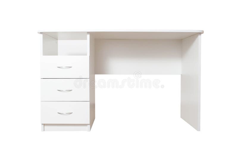 Stylish and Modern White Writing Table with Drawers, Isolate Stock ...