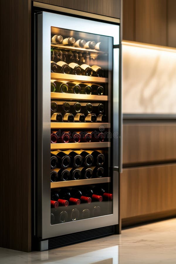 Stylish Modern Wine Cooler with Glass Door in Contemporary Kitchen ...
