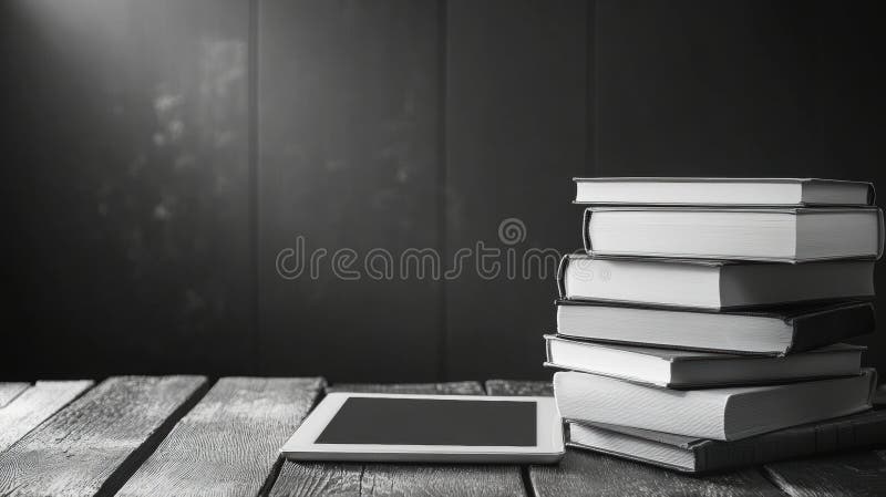 Stylish Monochrome Background Featuring Educational Elements with Books ...