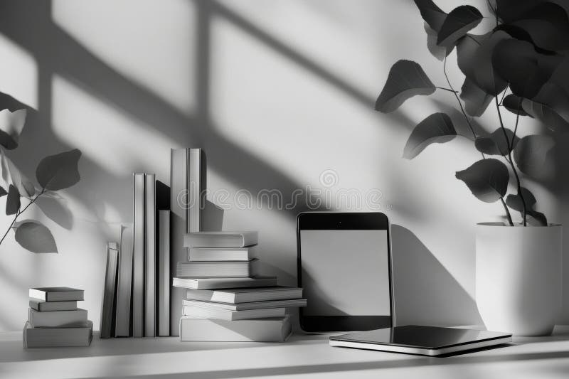 Stylish Monochrome Education-themed Background Showcasing Books and ...