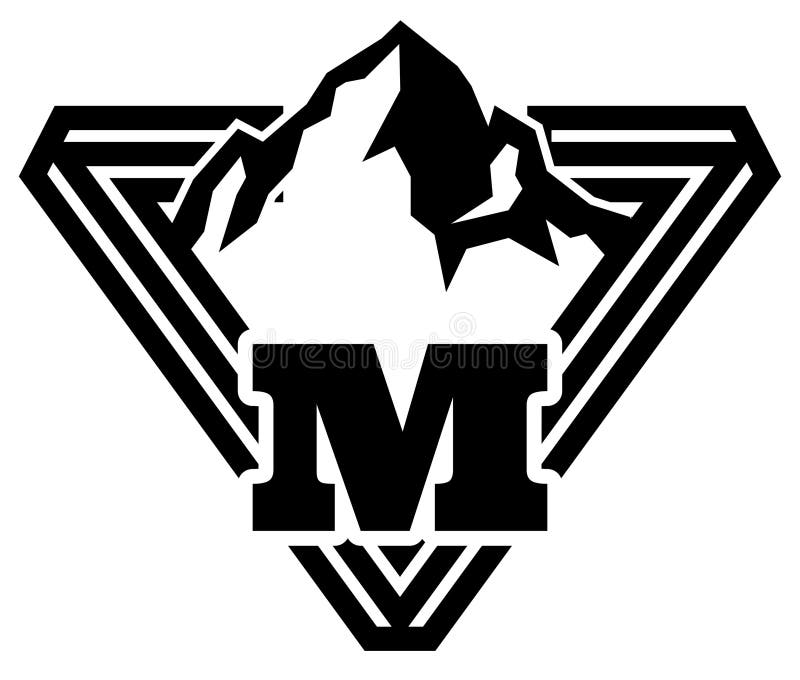 Stylish Monogram Logo with Mountains. Monochrome Vector Image Stock ...