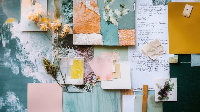 Stylish Mood Board Collage Featuring Layered Textures and Cut-out ...