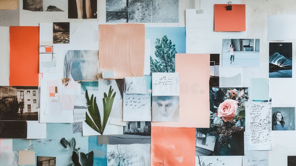 Stylish Mood Board Collage Showcasing Creative Process with Layered ...