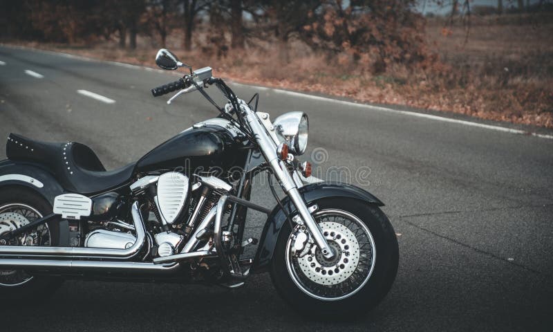 Stylish Motorcycle on the Road. Stock Photo - Image of motor, metal ...