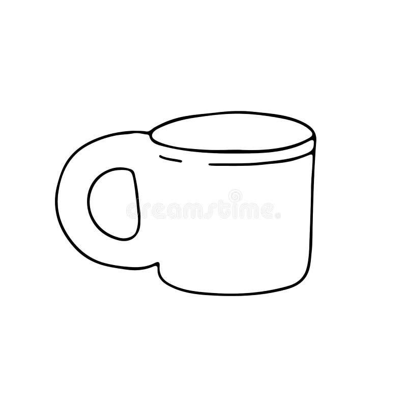 Stylish Mug Linear Illustration. Outline Image Stock Vector ...