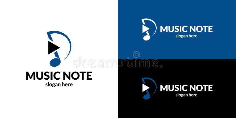 Stylish Music Note with Play Button Symbol Stock Vector - Illustration ...