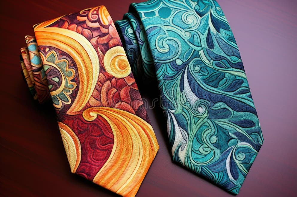 Stylish Necktie Patterns and Textures Side by Side Stock Illustration ...