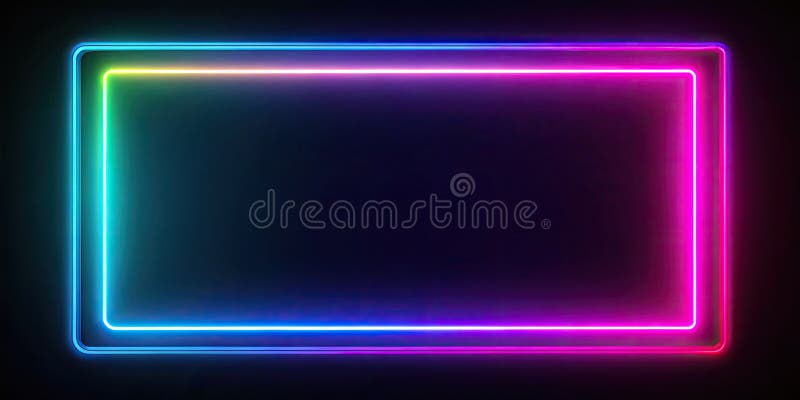 Stylish Neon Rectangle Frame with White Border Perfect for Modern ...