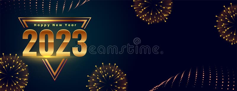 Stylish 2023 New Year Banner with Firework and Light Effect Stock ...