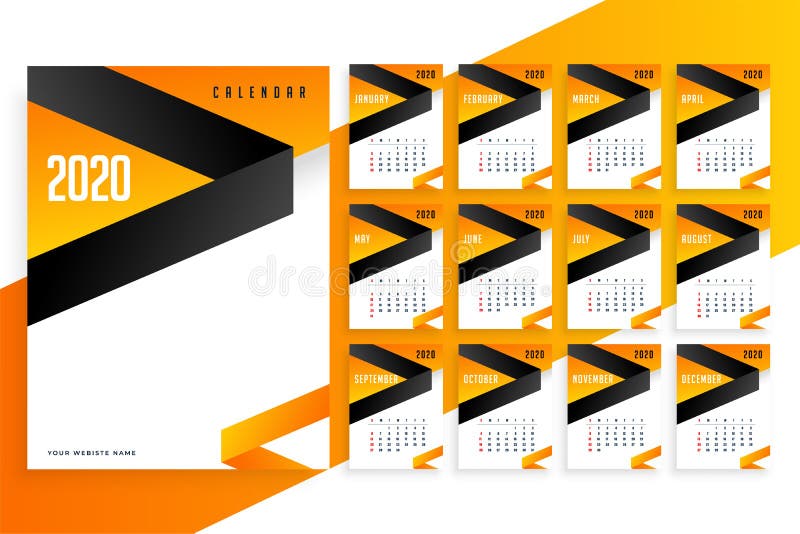 Stylish 2020 New Year Business Calendar Design Template Stock Vector ...