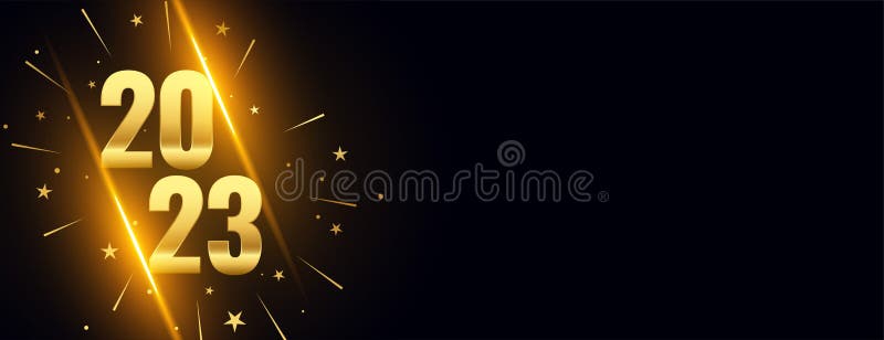 Stylish 2023 New Year Celebration Banner with Light Sparkle Effect ...