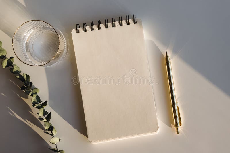 Stylish Notepad Mock-up on the White Table Stock Image - Image of ...