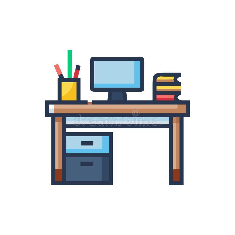 Stylish Office Desk for Modern Workspaces Stock Vector - Illustration ...