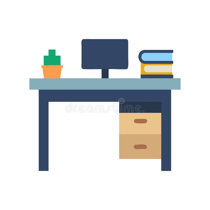 Stylish Office Desk for Productivity Stock Vector - Illustration of ...