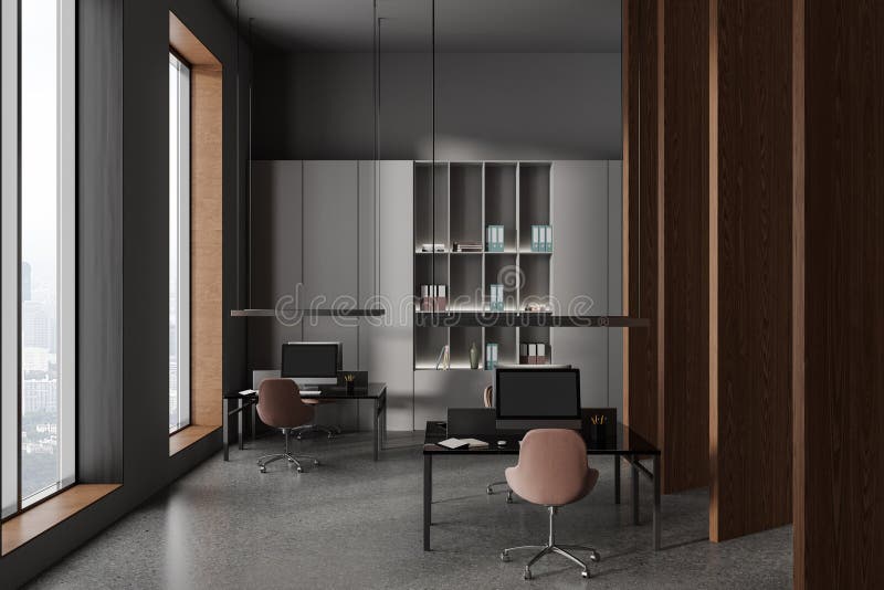 Stylish Office Interior with Work and Chill Area, Panoramic Window ...