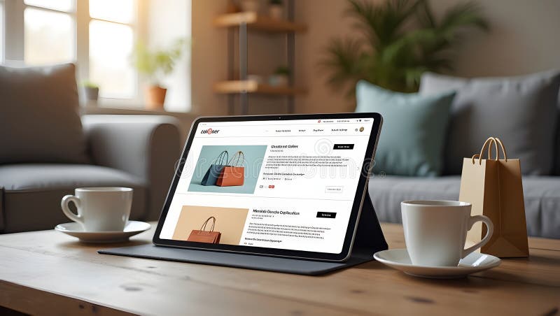A Stylish Online Shopping Cart Interface Displayed on a Tablet Screen ...