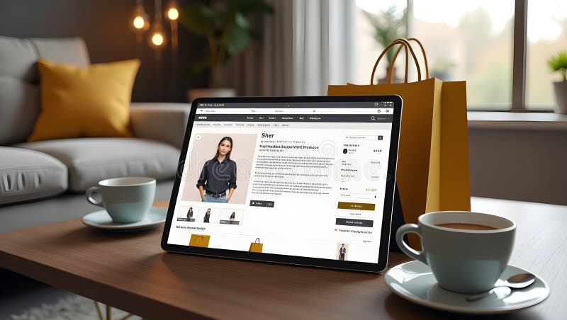 A Stylish Online Shopping Cart Interface Displayed on a Tablet Screen ...
