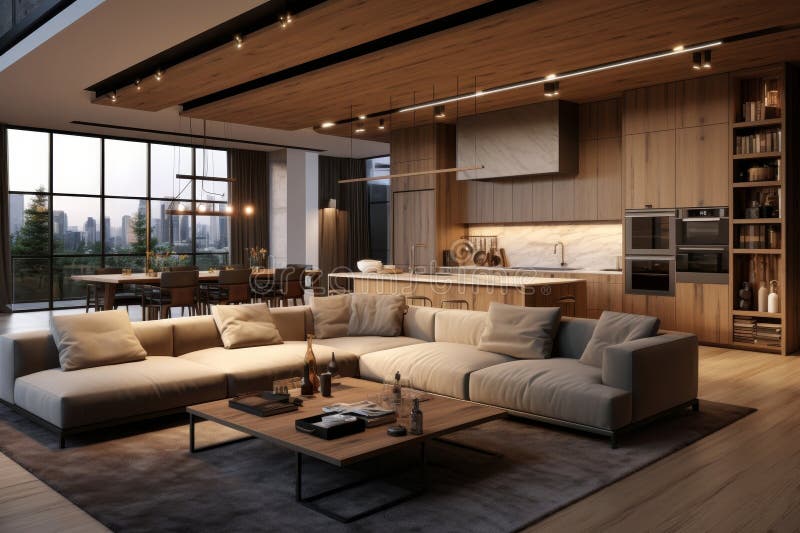 Stylish Open Concept Living Room Merging Contemporary Design with a ...