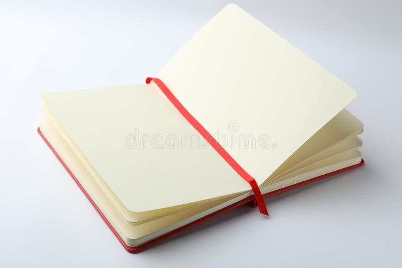 Stylish Open Notebook with Blank Sheets Isolated on White Stock Photo ...